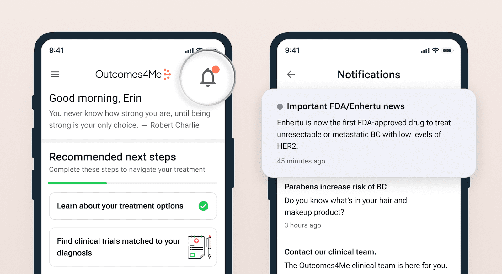 Your personalized notifications are now available in the Outcomes4Me ...